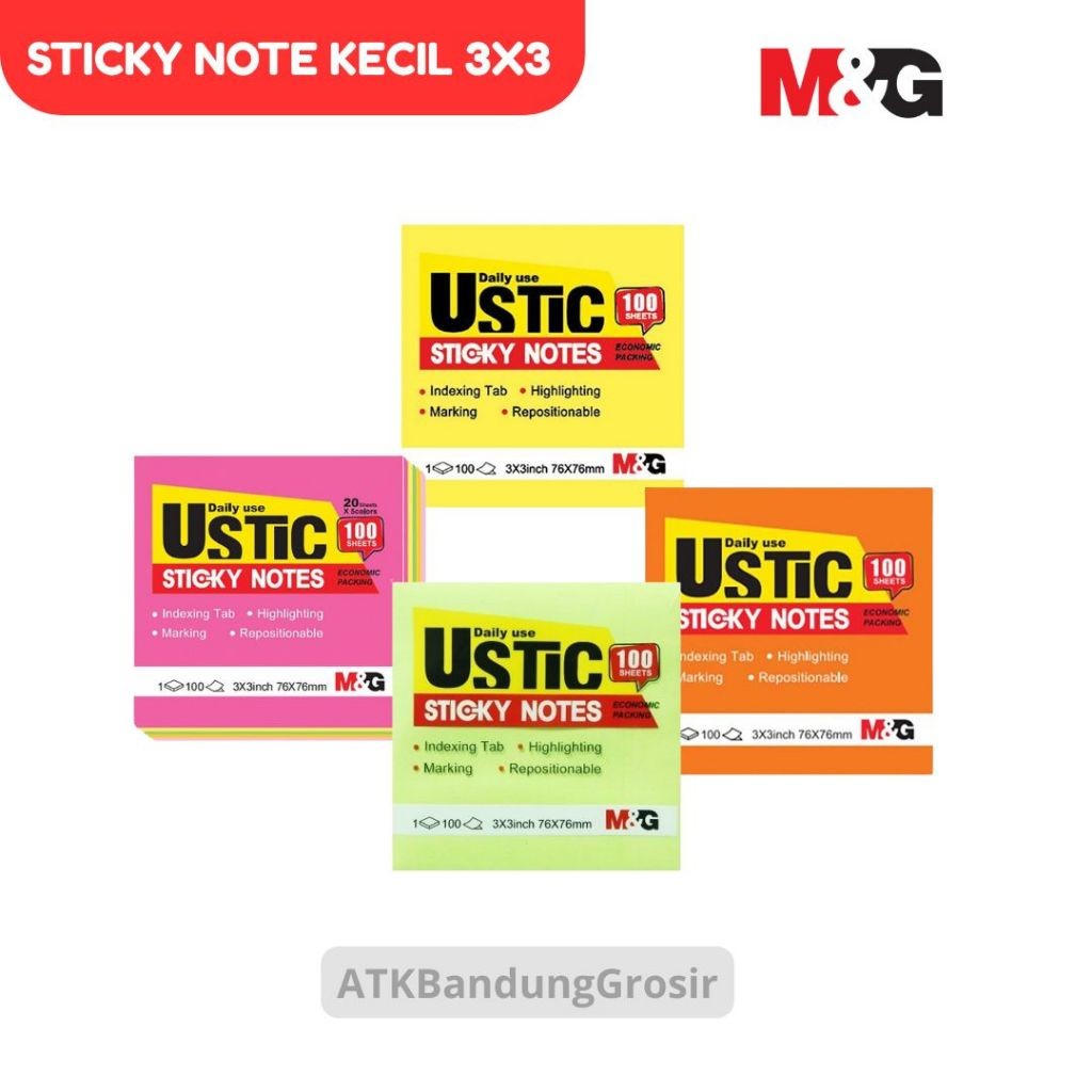 Jual Sticky Note / Memo Stick M&G U-Stick 3X3 100 Sheet Daily Use ...