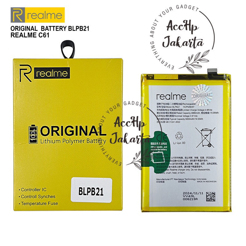 Jual Baterai Batre Realme C61 BLPB21 Battery Batrai Batrei BLP B21 REALME C61 Original 100% ...