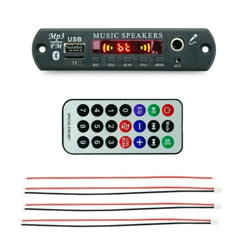 Jual Modul Amplifier Stereo Mp3 Player Bluetooth 60W Plus Bass Treble ...