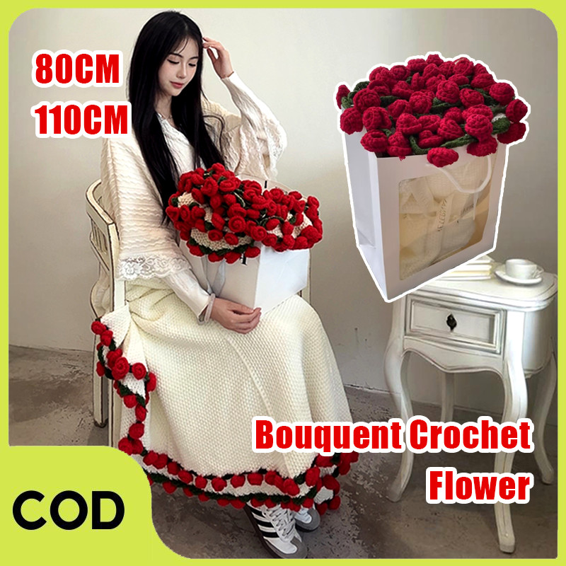 Jual 【COD】Flower Bouquet Blanket Handmade80/110CM Rose Bouquet Blanket ...