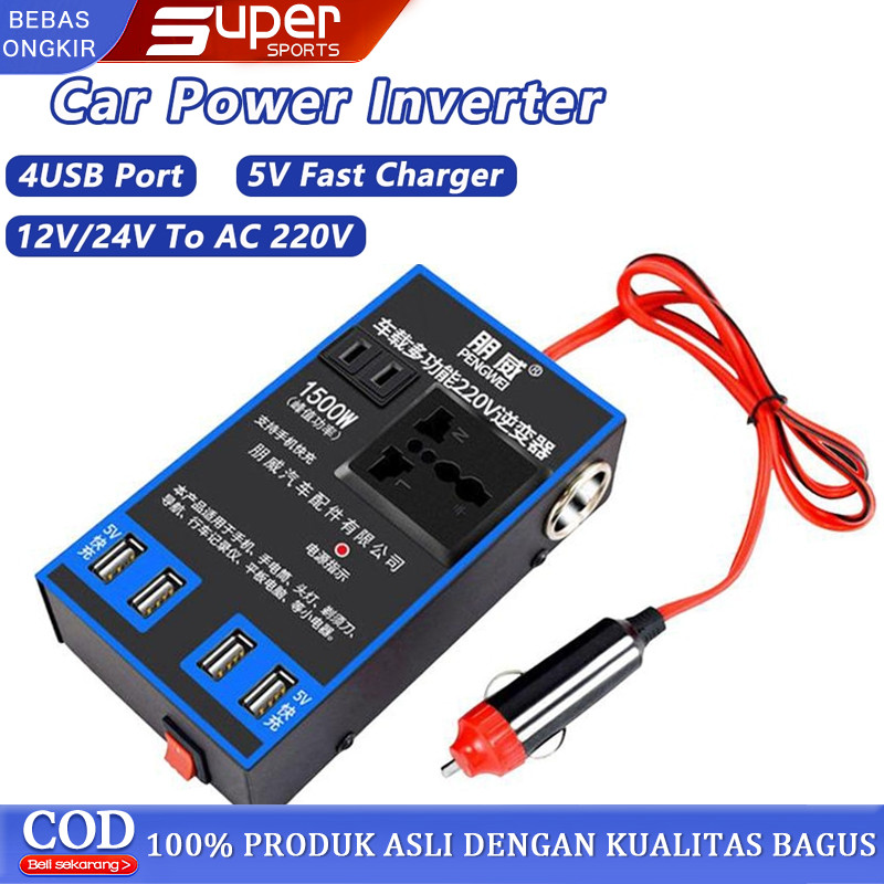 Jual Inverter Daya Mobil 1500W DC 12V/24V Ke AC 220V Inverter Portabel ...