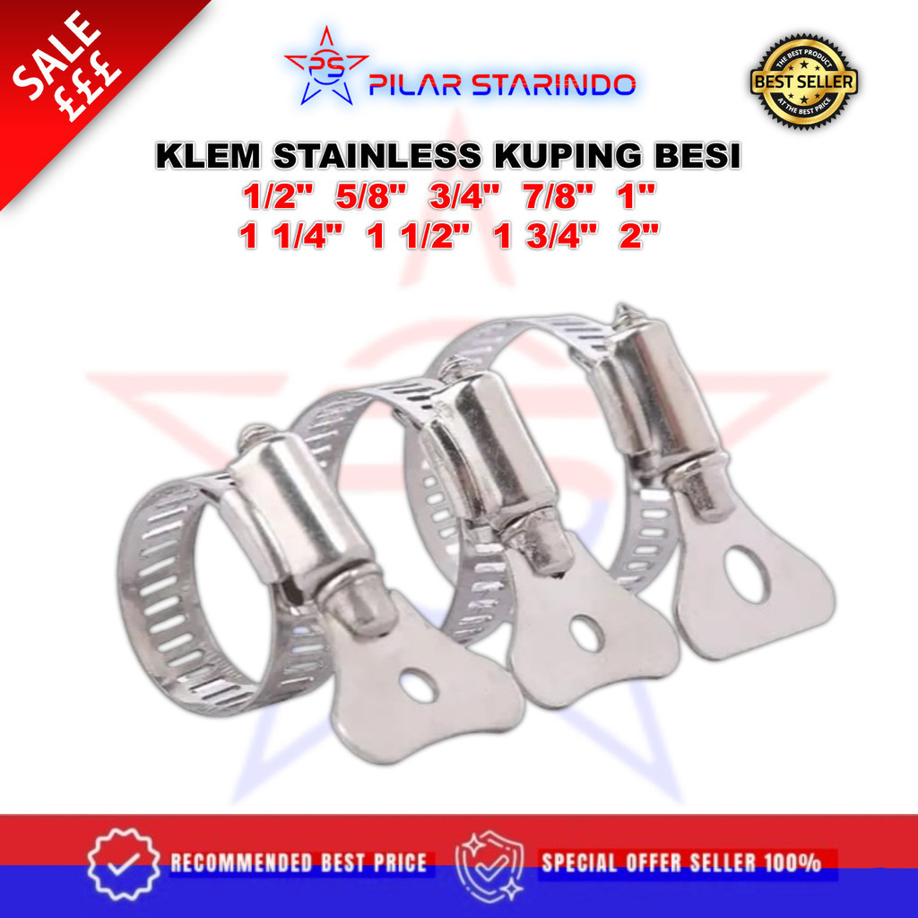 Jual Pilar Stainless klem selang kuping / klem selang BESI 1/2 5/8 3/4 ...