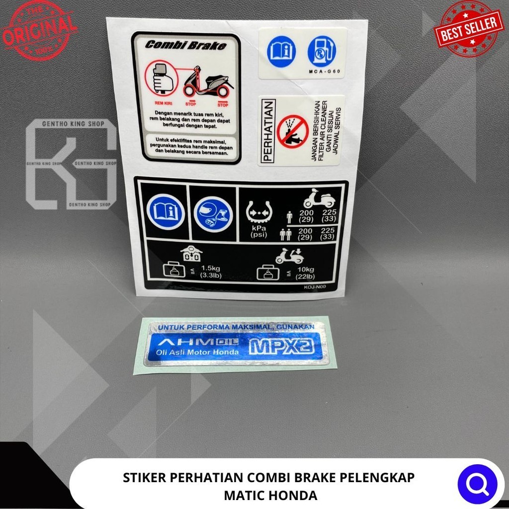 Jual STIKER STICKER PELENGKAP PERHATIAN PENTING COMBI BRAKE MATIC HONDA ...