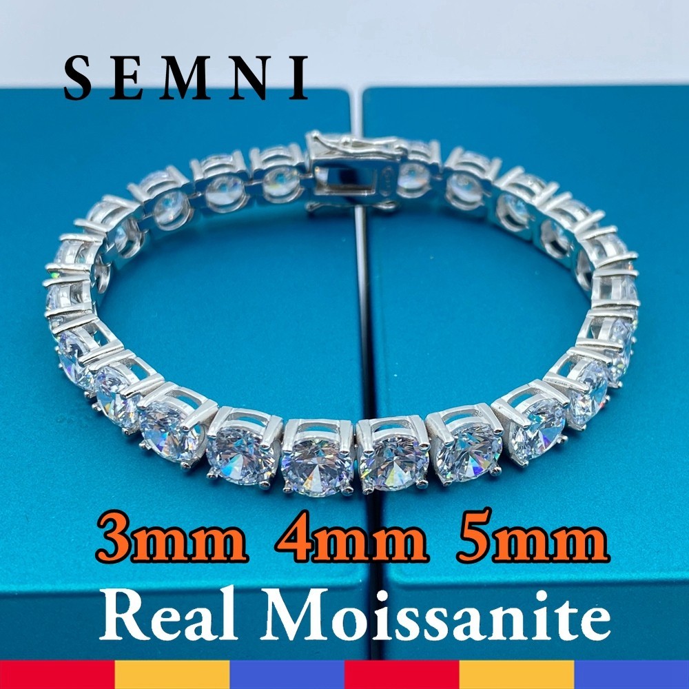 Jual SEMNI 3mm--5mm Moissanite Diamond Tennis Bracelet for Women Men S925 Sterling Silver GRA ...