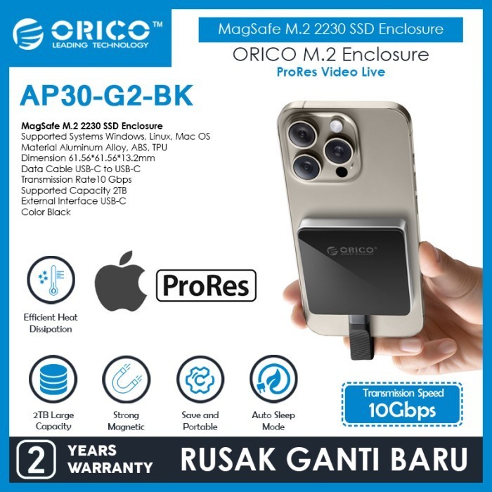 Jual ORICO Magnetic MagSafe IPHONE 15 ProRes M.2 2230 SSD Enclosure ...