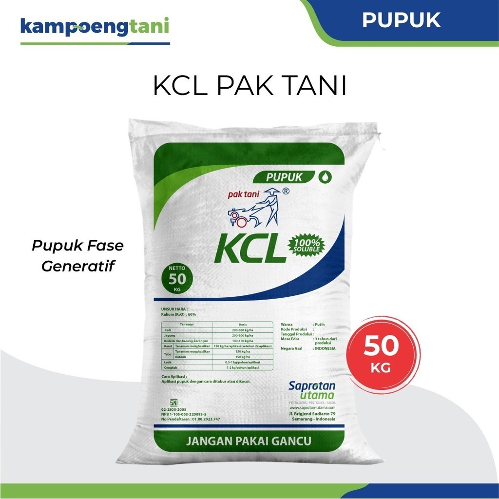 Jual Kampoeng Tani - Pupuk KCL 50 kg Pak Tani Pupuk Kalium Untuk Fase ...
