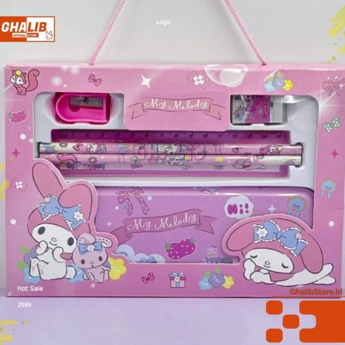 Jual KOTAK PENSIL KUROMI STUDY SET 107 SANRIO STATIONERY SET 6 IN 1 ...