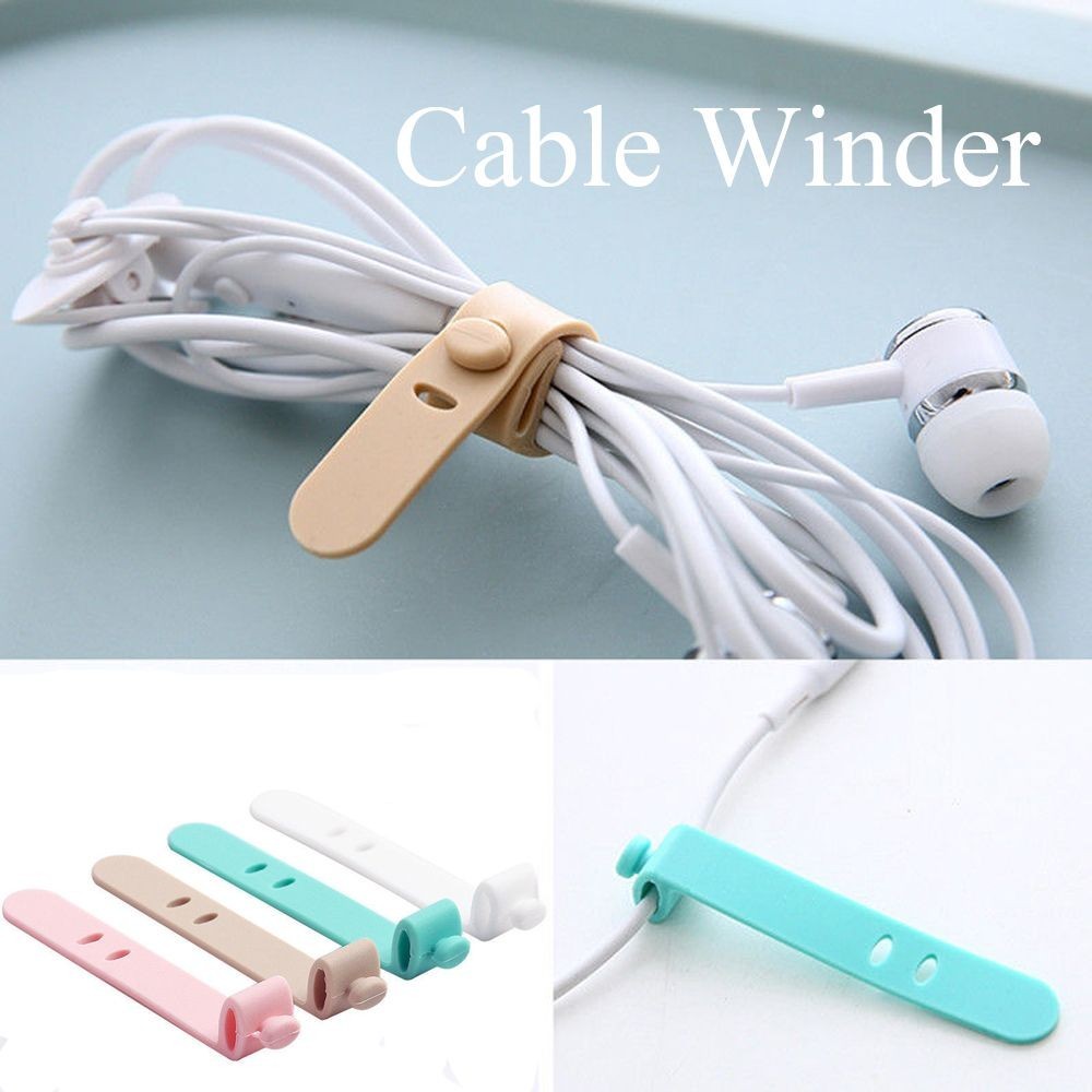 Jual 4/8PCS Silicone Headphones Cable Winder Straps Soft USB Wire Cable ...