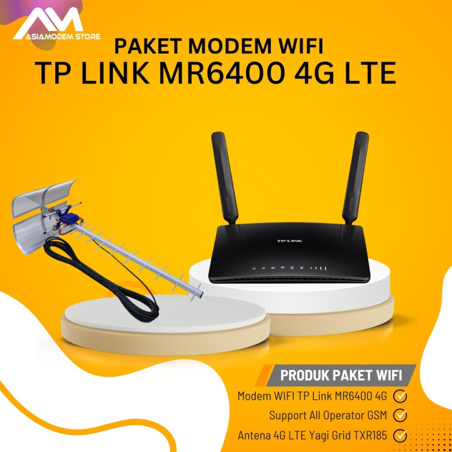Jual Paket Router Modem TPLINK MR6400 4G LTE WIFI Hotspot & Antena Yagi ...