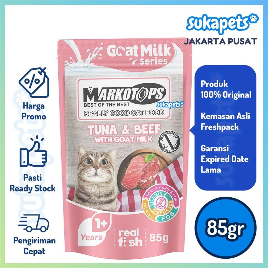 Jual Markotops Pouch Tuna & Beef With Goat Milk Makanan Kucing 85gr ...