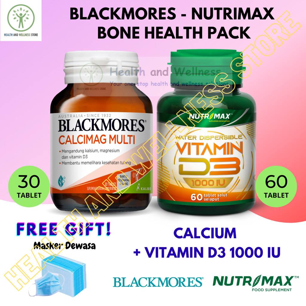 Jual Blackmores Calcimag 30 Tablet Lunak Dan Nutrimax Vitamin D3 1000 ...