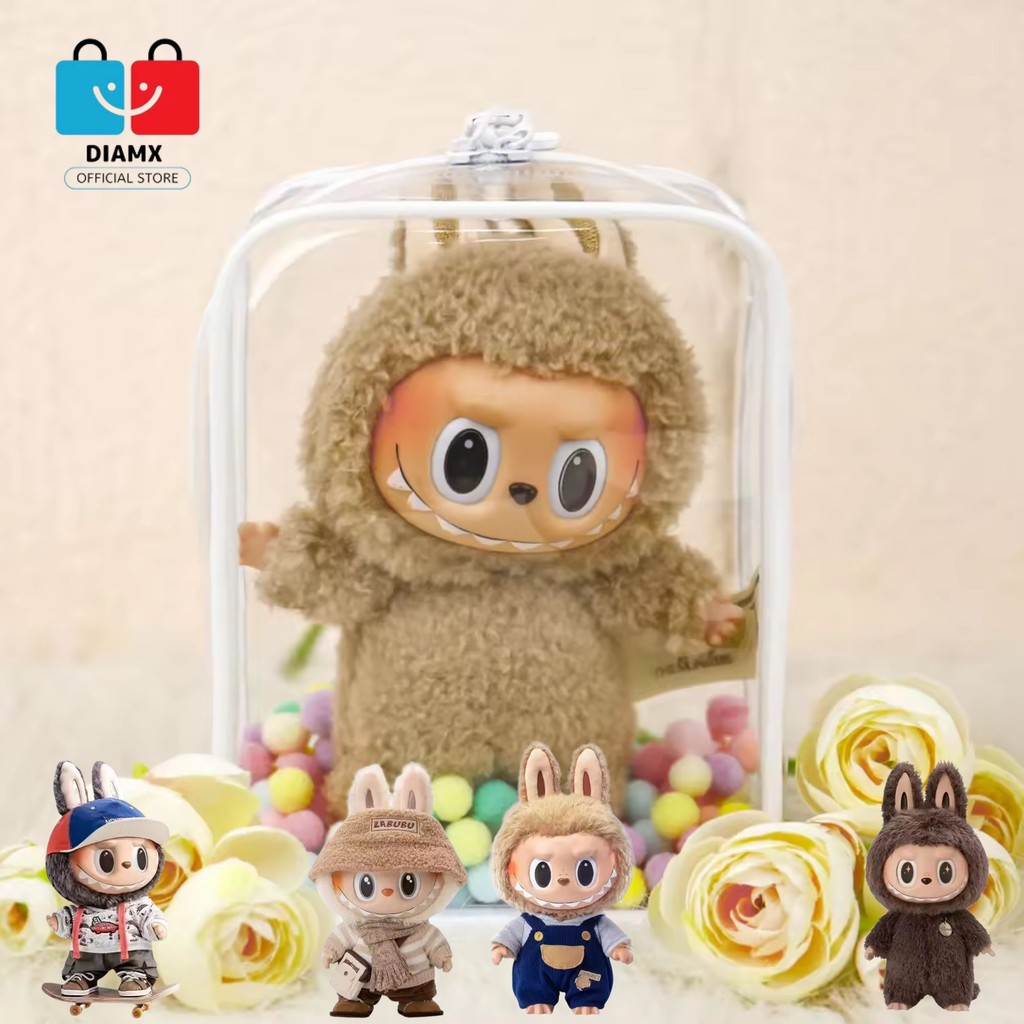 Jual Labubu Figure Display Case - Clear PVC Protective Doll Display ...