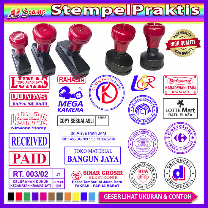 Jual Promo!!! Stempel Warna Otomatis Custom Multi Ukuran - KECIL, 1 ...