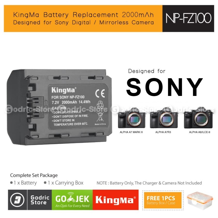 Jual KingMa Baterai NP-FZ100 Sony Alpha Battery A7Riii A7iii A9 A9A7M3 ILCE-9 Etc | Shopee Indonesia