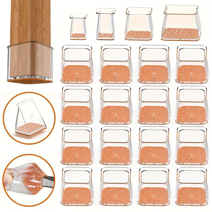 Jual 16pcs Square chair leg floor protector, silent chair leg cover ...