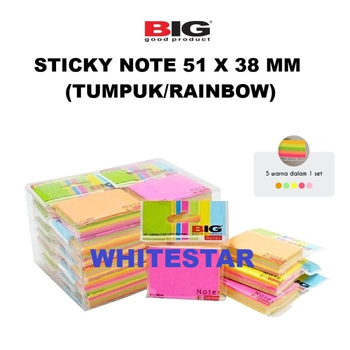 Jual sticky note big 51 x 38 mm - tumpuk / rainbow memo notes | Shopee ...