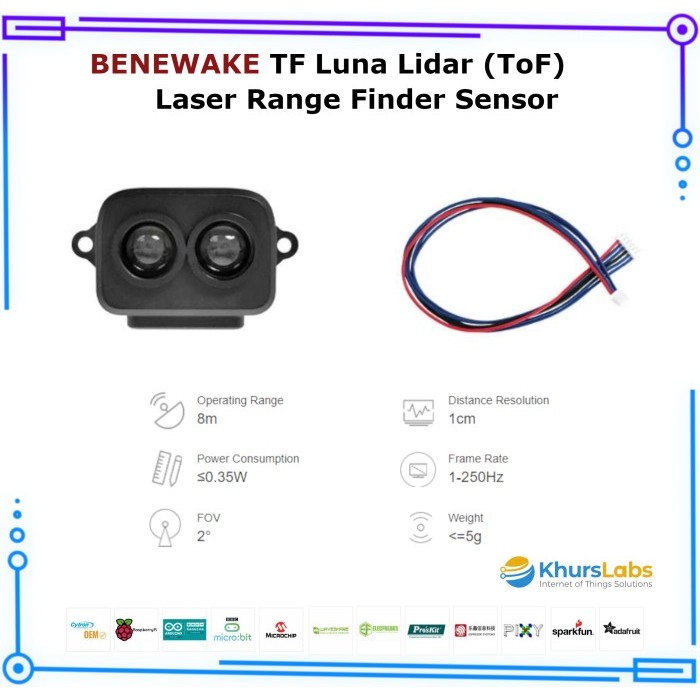 Jual Or99 Benewake TF Luna Lidar (TOF) Laser Range Distance Sensor ...