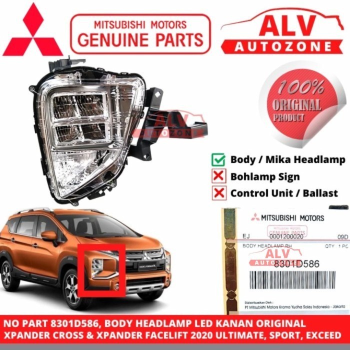 Jual BODY UNIT LAMPU Besar HEADLAMP LED BUMPER XPANDER CROSS 8301D586 ...