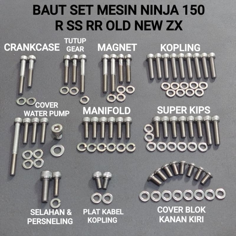 Jual Baut Ninja 150 R SS RR Old New ZX Kunci L Stainless 304 SS304 ...