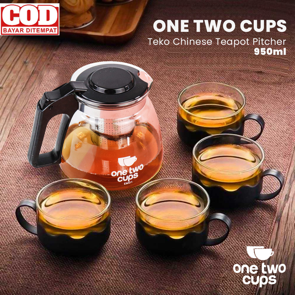 Jual One Two Cups Teko Chinese Teapot Pitcher 950ml with 4 Gelas - EM01 - Black | Shopee Indonesia