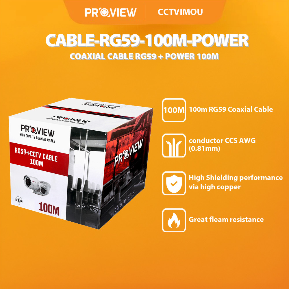 Jual PROVIEW CABLE-RG59-100M-POWER COAXIAL CABLE RG59 + POWER 100M ...