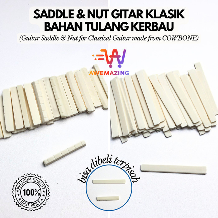 Jual Saddle & Nut Untuk Gitar Klasik Bahan Asli Tulang Kerbau Cow Bone ...