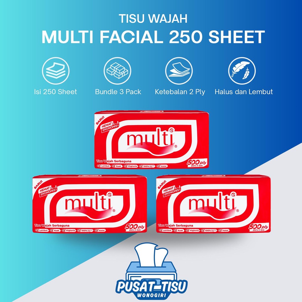 Jual [ 3 PCS ] Tissue Multi Facial Tisu Wajah Isi 250 Sheet - 2 PLY ...