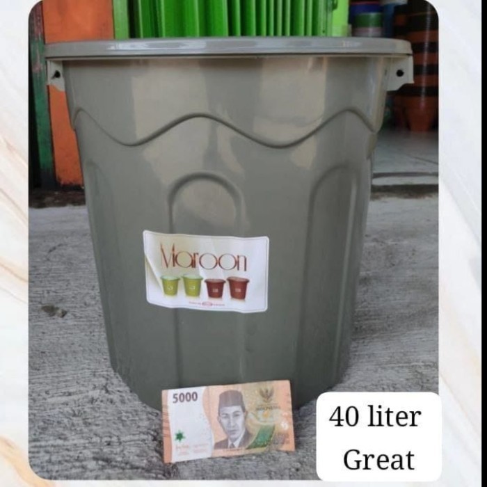 Jual Ember 30,40,50,60,80 100 Liter Maroon Abu Great Tong Tutup Besar Awet Tahan Lama | Shopee ...