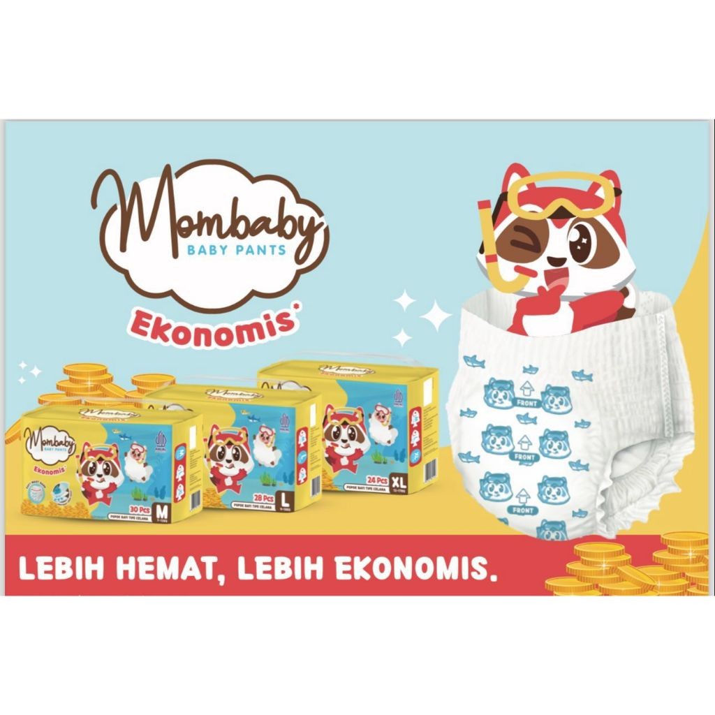 Jual MomBaby Pants Ekonomis M30 / L28 / XL24 Popok Bayi Tipe Celana Mom Baby M 30 / L 28 / XL 24 ...