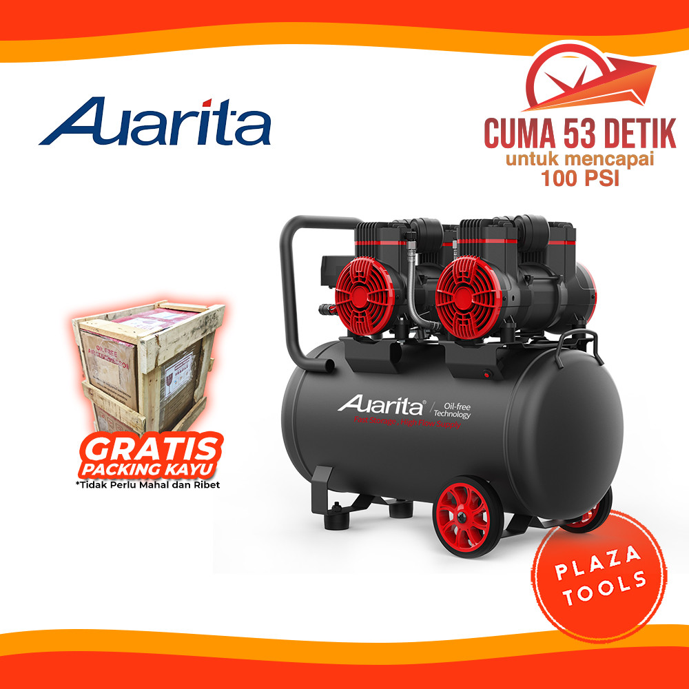 Jual Kompressor Angin 4 HP AUARITA 2-1450X2F50 50 liter Oilless Silent ...