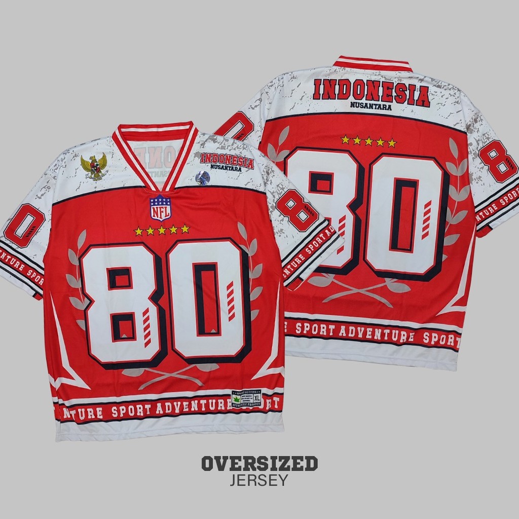 Jual [PROMO] KAOS JERSEY OVERSIZE STREETWEAR ANGKA / JERSEY KEMERDEKAAN INDONESIA 80TH / JERSEY ...
