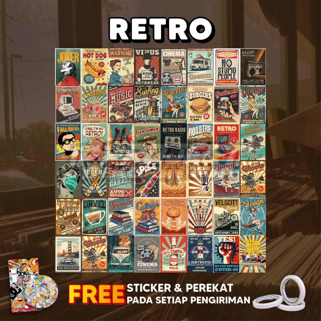 Jual (48 PCS) Poster Dinding Bundle Retro Isi 48 | Poster Kamar ...