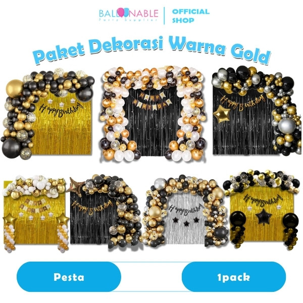 Jual Paket Dekorasi Ulang Tahun Tema Gold (PD275) | Shopee Indonesia