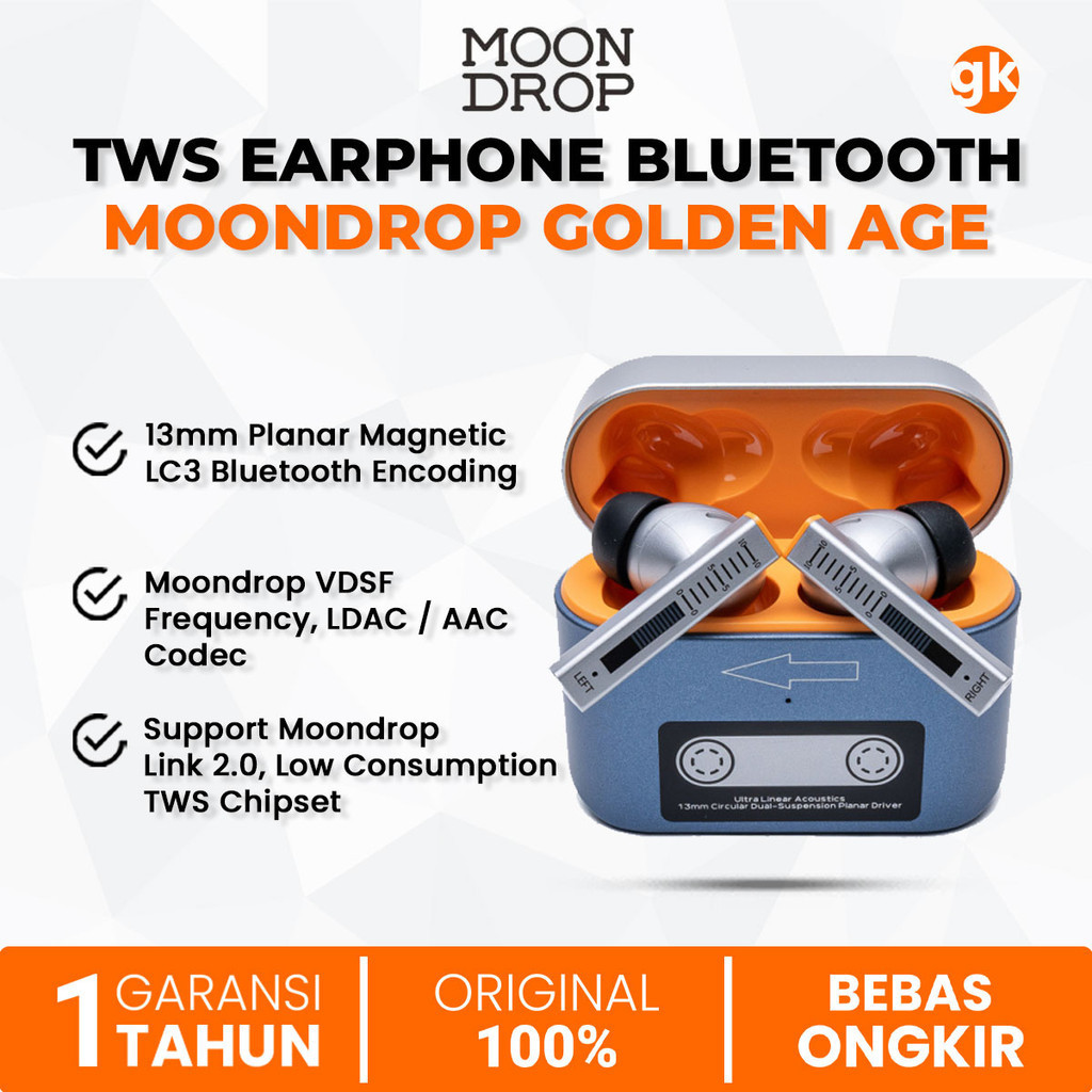 Jual MOONDROP Golden Ages Planar Magnetic True Wireless / TWS LDAC In ...