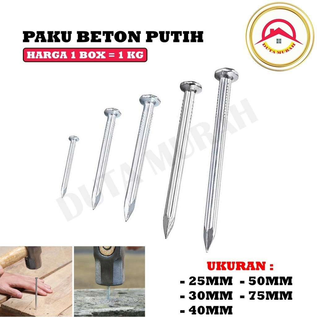 Jual Paku Dinding Tembok Beton Baja Putih Paku Beton 2.5 cm 3 cm 4 cm cm 7 cm per 1 kg | Shopee ...