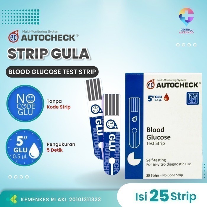 Jual Strip Gula Autocheck / Glucose Strip Cek Gula Darah Central ...