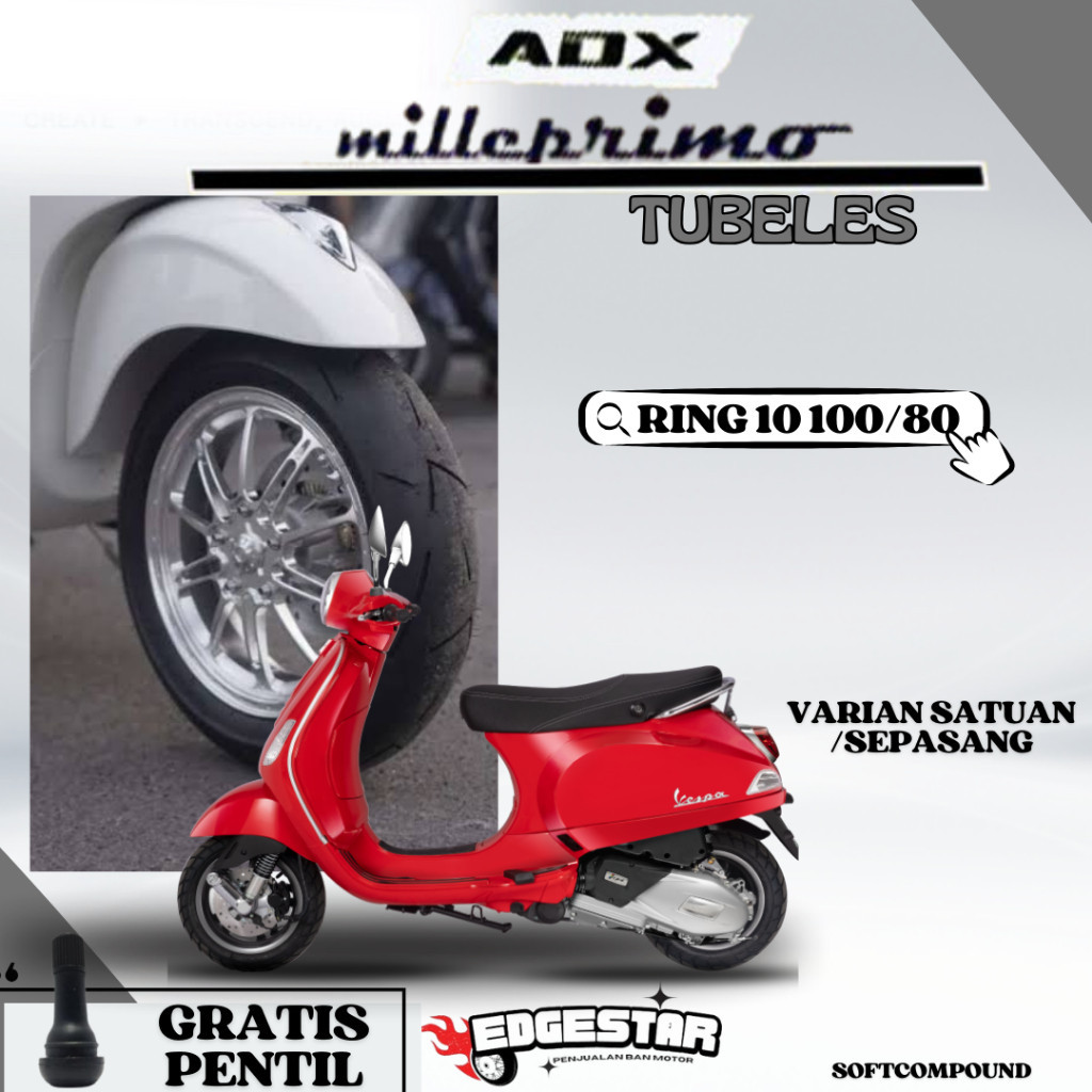 Jual Ban Motor Vespa LISTRIK 100/80 ADX MILLEPRIMO Ring 10 SOFT ...