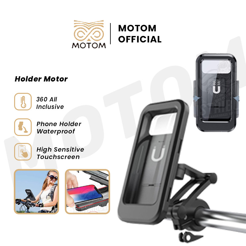 Jual MOTOM Phone Holder Motor Waterproof Tempat dudukan Hp di stang Sepeda Anti Air Stand ...