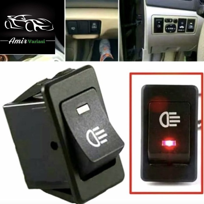 Jual Saklar lampu mobil tombol lampu mobil on off LED merah 12V 35A ...