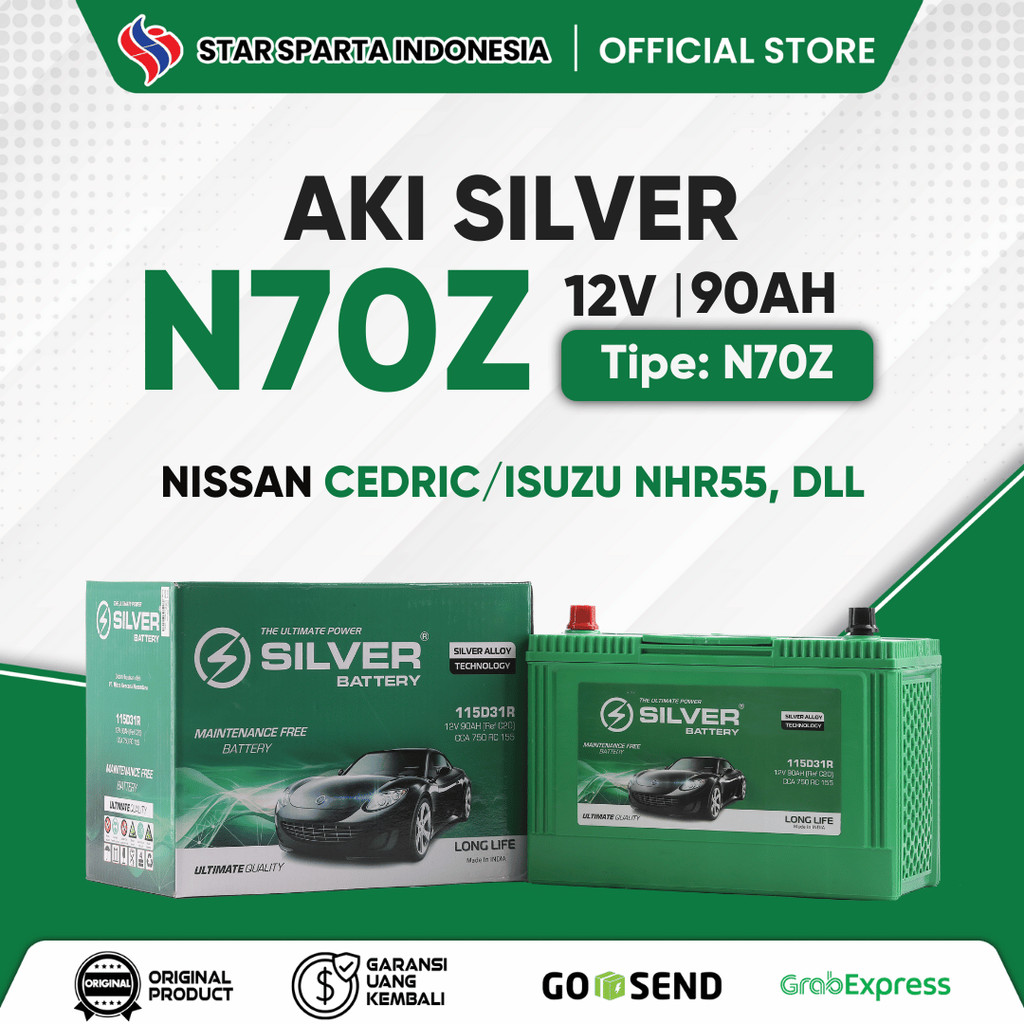 Jual Silver - Aki N70Z 12V 90Ah untuk Nissan Cedric / Isuzu NHR55 ...