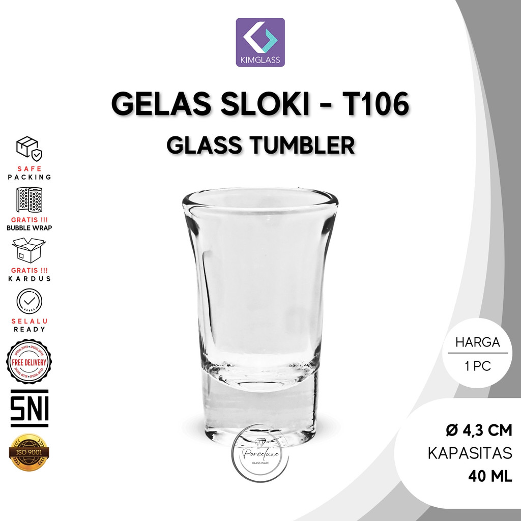Jual Kim Glass Gelas Sloki Kaca T106 40 ml Mini Shot Kecil Cangkir Bening Soju Scotch Wishky ...