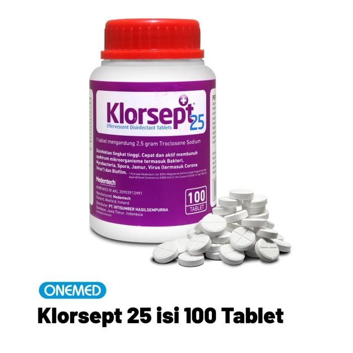 Jual ONEMED Klorsept 25 Isi 100 Tablet - Effervescent Disinfectant ...