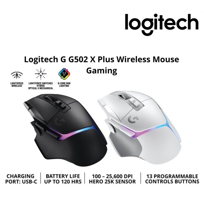 Jual Logitech G502 X Plus Mouse Gaming Wireless RGB HERO 25K DPI Original - Putih | Shopee Indonesia