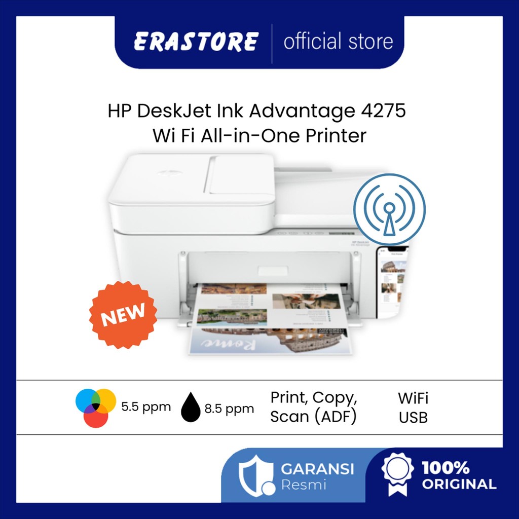 Jual HP DeskJet Ink Advantage 4275 Wi Fi All-in-One Printer | Shopee ...