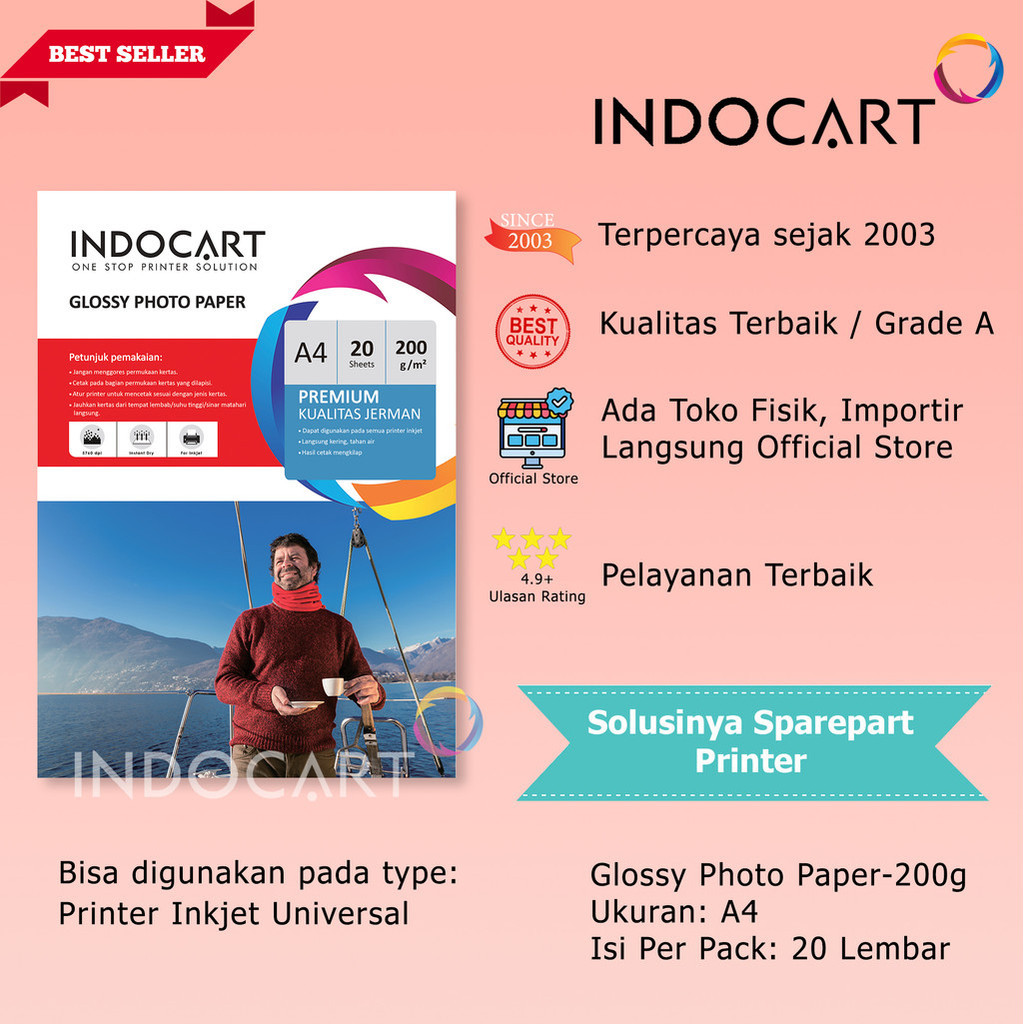 Jual IndoCart AGFAPHOTO Kertas Foto-Inkjet Photo Paper Glossy 200gr-A4 ...