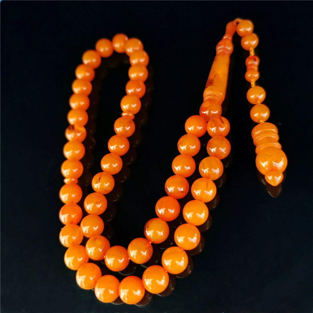 Jual Muslim Tasbih Prayer Tesbih Orange Resin Amber Misbaha Beaded ...