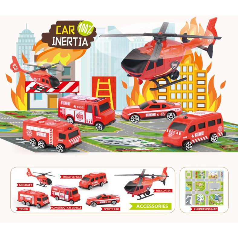 Jual Mainan Mobil Inertia 6 PCS Dengan Map Peta Dan Koper engineering ...