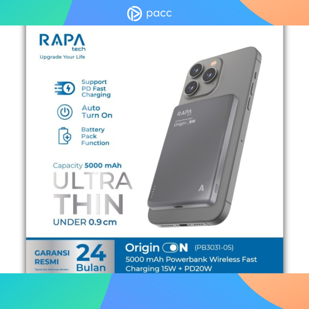 Jual TERBAIK RAPATECH POWERBANK ORIGIN ON RAPA TECH 5000 MAH WIRELESS ...