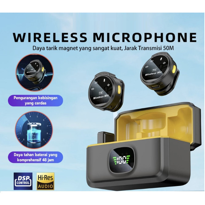 Jual SMARTCOM J6 Wireless Clip on Mic Microphone Type C Dual Mikrofon ...