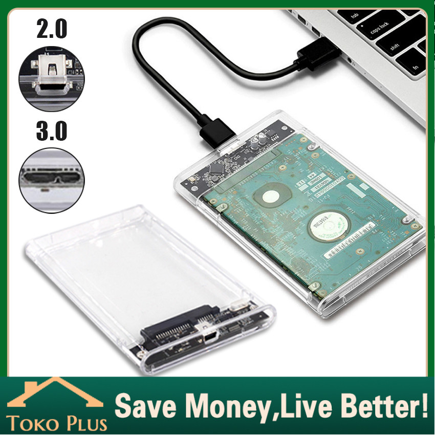 Jual Casing Hardisk External HDD SSD Enclosure TRANSPARENT 2" USB 3.0 | Harddisk Case SATA 2 ...